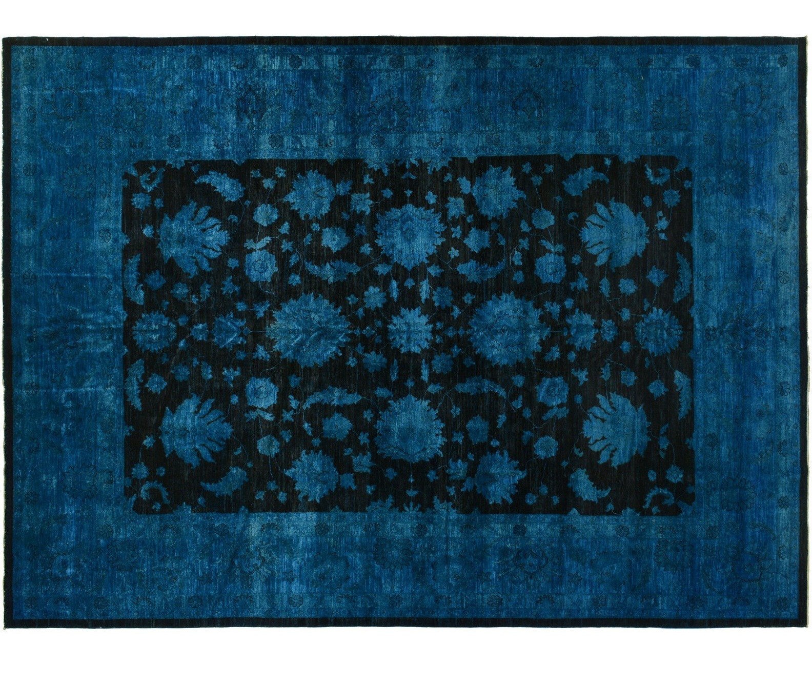 Aga John Oriental Rugs One-of-a-Kind Hand-Knotted Blue/Black 10' x 13'8" Wool Area Rug | Wayfair